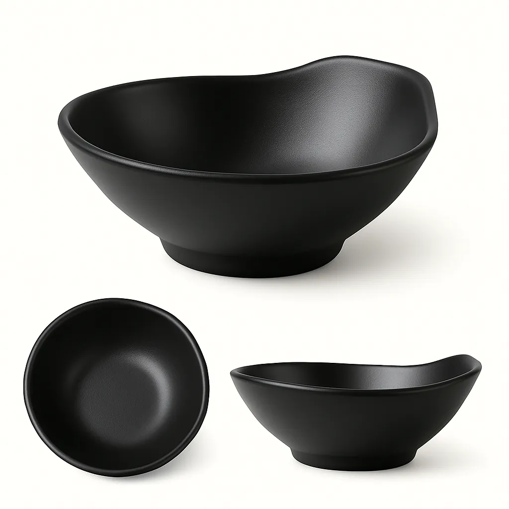 Black Melamine Round Buffet Bowl 12.7cm for Dips, Sa...